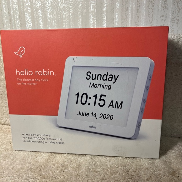 Robin | Other | Robin Day Clock With Calendar And 8 Screen Hello Robin ...